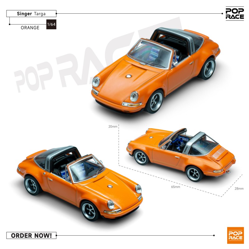 POP RACE - 1/64 - PORSCHE SINGER TARGA - ORANGE
