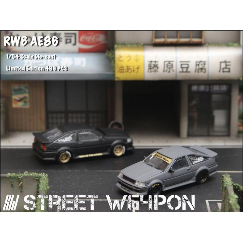 STREET WEAPON - 1/64 - TOYOTA AE86 - RWB - CEMENT ASH