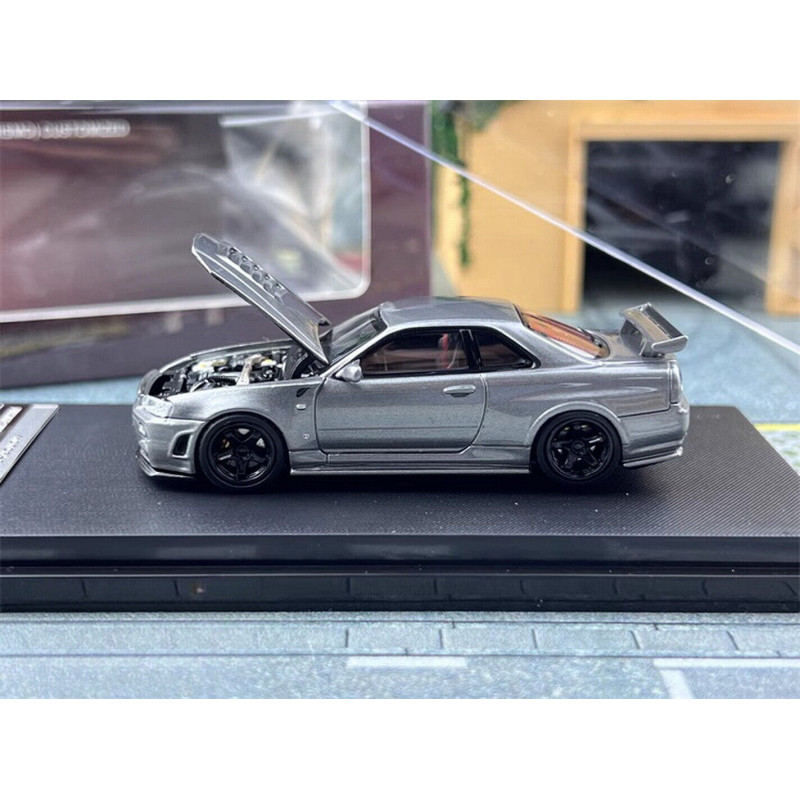 MOTORHELIX - 1/64 - NISSAN - SKYLINE GT-R (R34) NISMO CRS 2002 - GUN GREY
